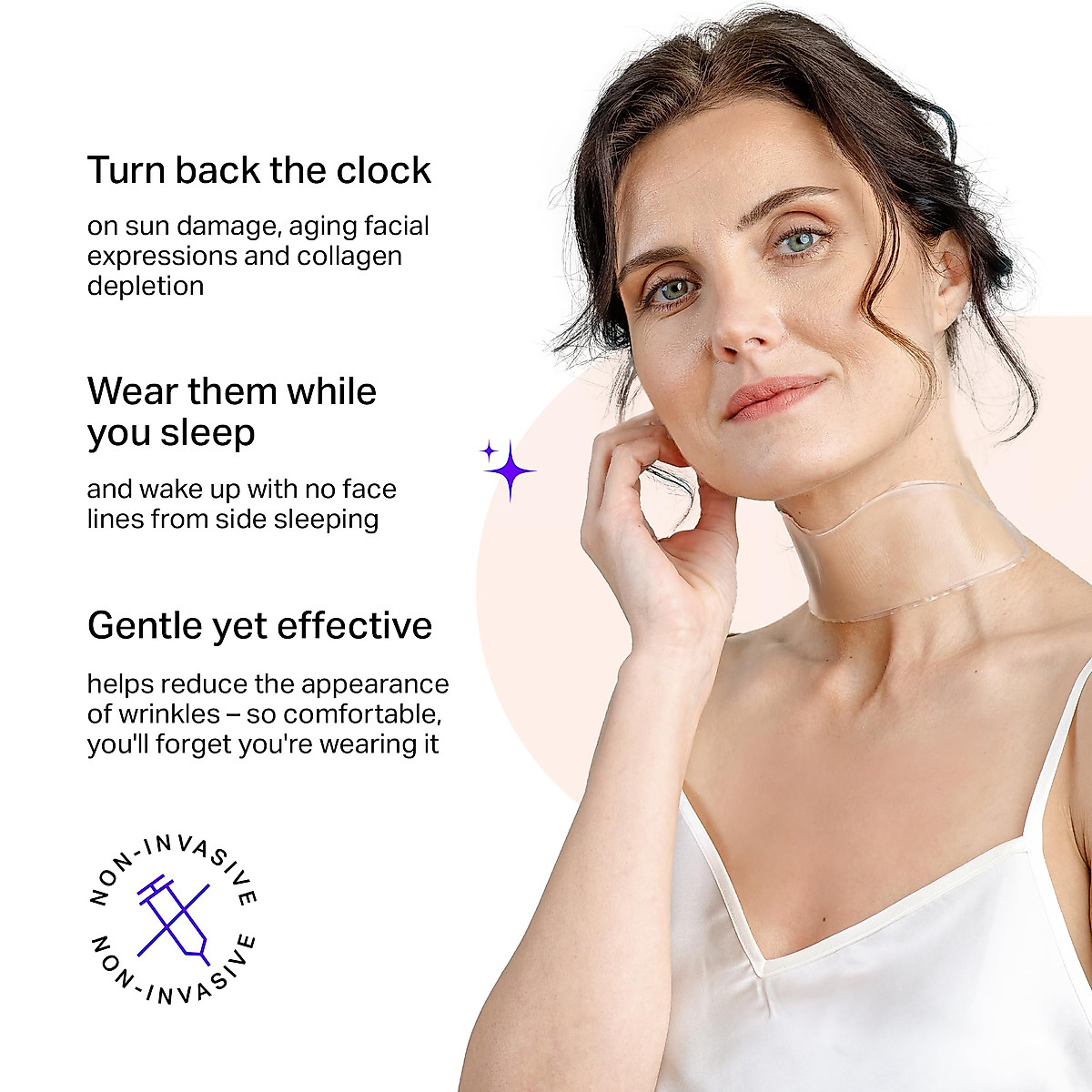 Neck Wrinkle Patches - Advanced Anti Aging Neck Wrinkle Pads for More Visible Skin Firming & Neck Tightening - Overnight Reusable Silicone Wrinkle Patches - Crepe Erase & Neck Lift (1-mo Supply)
