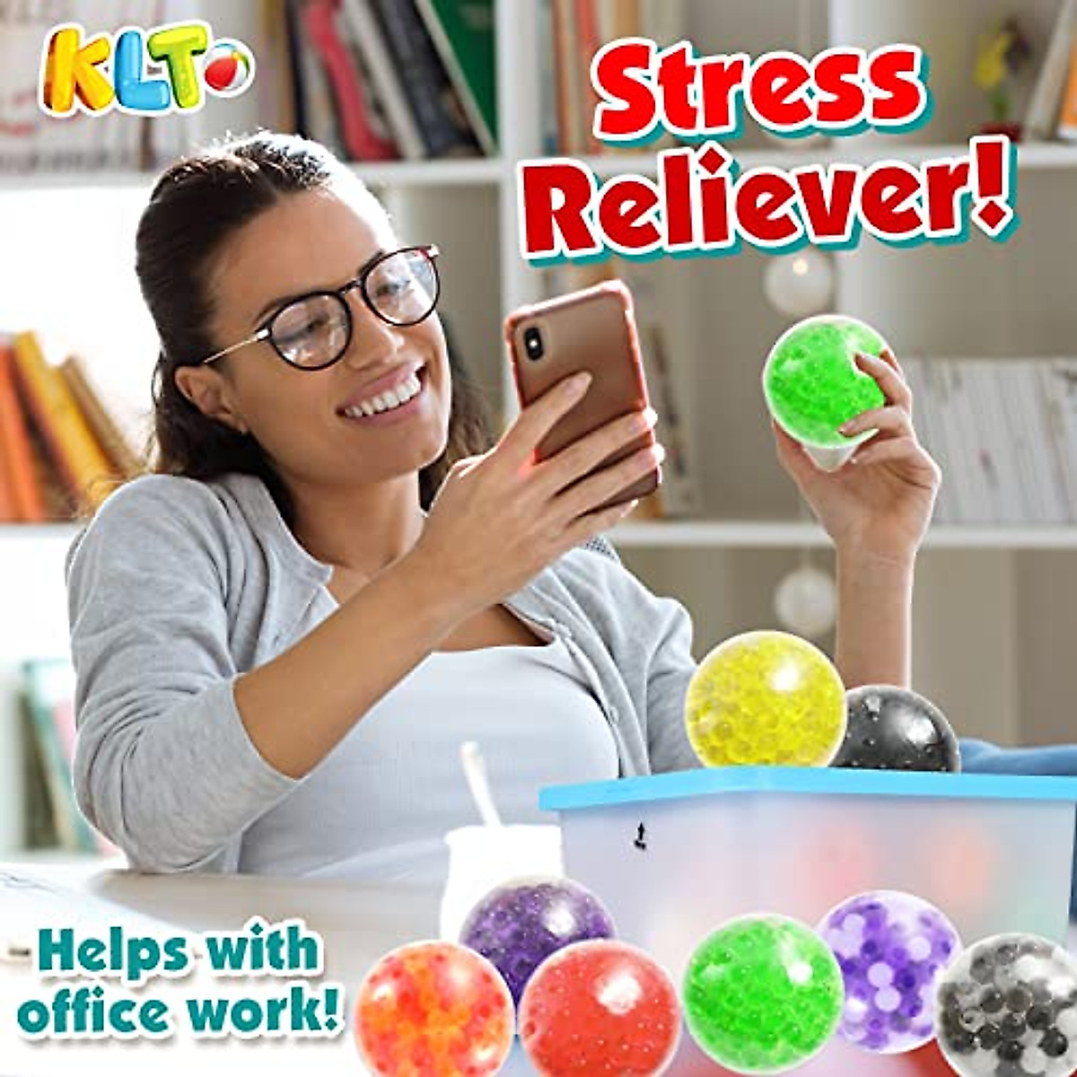 KLT Sensory Stress Balls Set 12 Pack for Adults and Kids - Sensory Toys for Autistic Children, Fidget Toys Stress Relief, Squishy Toys for Students, Prize Box Toys for Classroom, Party Favors