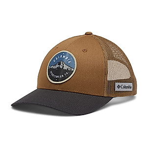 Columbia Mesh Snap Back Hat, Ball Cap, One Size, Delta/Shark/Mt Hood Cicle Patch, One Size