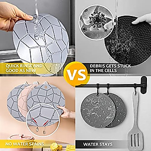 Pillercules Silicone Trivets for Hot Dishes Pots and Pans, Silicone Pot Holders Hot Pads for Kitchen Counter, Silicone Trivet Mat Hot Plates to Protect Table, Grey Trivet Set of 3, Gray
