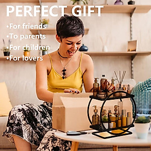 YFUIF 2 Tier Perfume Organizer, Bathroom Organizer Countertop, Dresser Makeup Vanity Skincare Storage Tray Shelf Rack Senior Room Decor Aesthetic Display Accessories (Black Gold)