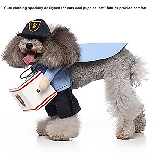 Funny Costumes Pet Suit, Cute and Adorable Pet Mail Carrier Costume Hoodie Coat for Birthdays Role Playing for Christmas Halloween(L)
