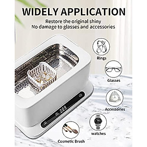 GERCY Ultrasonic Jewelry Cleaner, 800ml Sonic Cleaner Machine with 4 Digital Timer for Eyeglasses, Silver, Rings, Watches, Razors, Coins, Makeup Brushes for Gifts