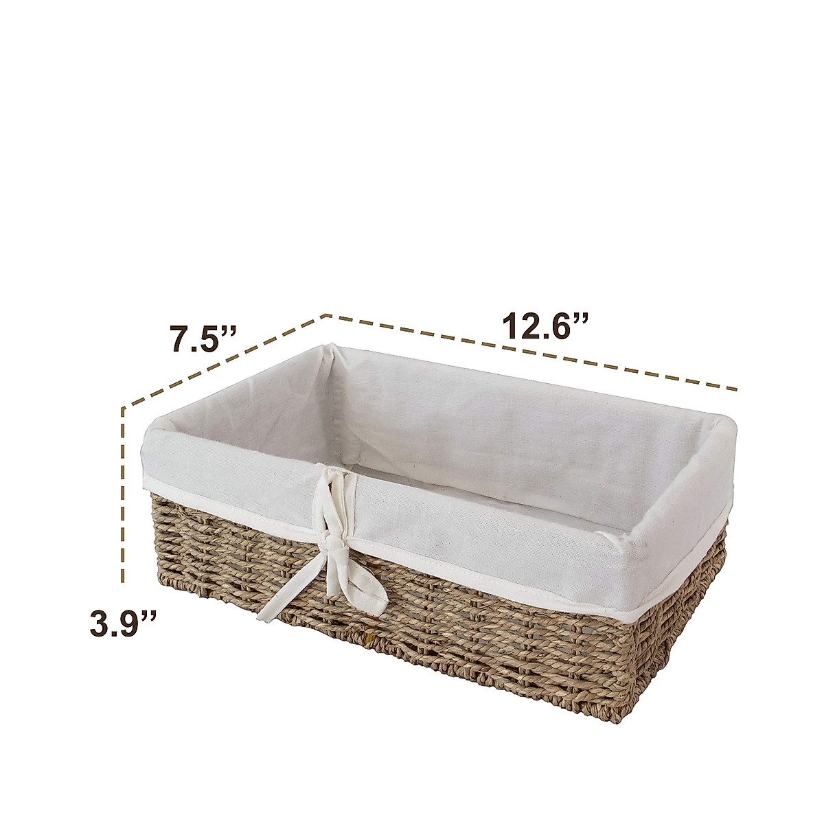Natural Wicker Woven Storage Basket with Liner, Decorative Baskets and Bathroom Organizer for Living Room, Bathroom, Closet Organizer and Bath Beauty Products Organizer (Seagrass)