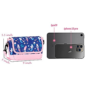 Choco Mocha Girls Crossbody Purse for Kids, Girls Messenger Bag for Little Girls Unicorn Mermaid Purse, Christmas Gift for Kids Girls, Navy