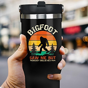 ysnifeiw 30oz Bigfoot Tumbler with Top Handle and Flip Straw Bigfoot/Sasquatch Gifts Cup for Dad Father's Day Birthday Christmas Gifts for Men