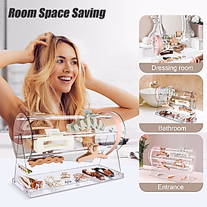 Uquelic Acrylic Claw Clip Organizer, 360-Degree Rotating Hair Clip Organizer (Monolayer)