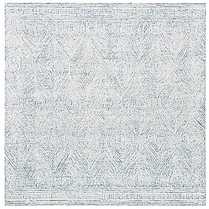 SAFAVIEH Abstract Collection 6' Square Ivory/Blue ABT340M Handmade Premium Wool Area Rug