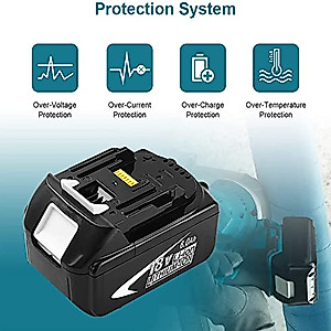 2Packs Upgraded 6.0Ah 18V BL1860B Replacement Lithium-ion Battery Compatible with Makita 18 Volt Battery with LED Indicator BL1860 BL1850 BL1840 BL1820 BL1815B LXT400 Cordless Power Tools