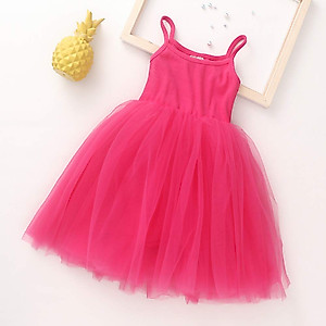 ZINPRETTY Toddler Dress Baby Girls Tutu Playwear Sleeveless Birthday Party Outfit Infant Tulle Sundress Knee Length 3-4T Rose