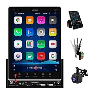 2GB 32GB Android Car Stereo Double Din 9.5'' HD Moving Vertical Touch Screen in Dash Car Radio GPS Navigation Bluetooth, Multi Screen Display, Mirror Link, WiFi, SWC, USB, Rear Camera 2 Din Radio