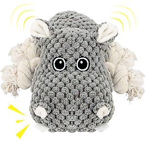 PAZ'S GIFT Dog Toys Cute Hippo Plush Pull Interactive Rope Knot Toy Indoor Squeaky Puppy Toys, Suitable for Soothing Puppies or Small and Medium Dogs Durable Teething chew Toys