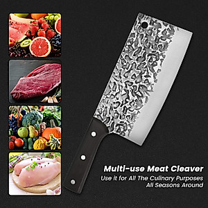 Kitory Cleaver Knife, 7" Light Weight Chinese Chefs Knife, Hand Forged Blade with Guard, Full Tang High Carbon Stainless Steel kitchen Knife, 2024 Gifts For Women and Men