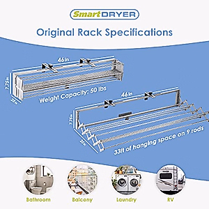 The Original Smartdryer RV Ladder Clothes Drying Rack, Outdoor Clothes Drying Rack, Wall Mounted Drying Racks for Laundry - Full Size Version - 46 Inch