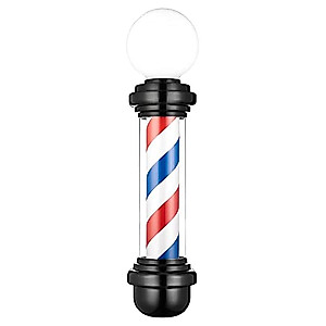 FOPEAS Classic Barber Shop Swivel Light Barber Poles Outdoor,32" Hair Salon Sign Light Red Blue White Stripes Pole Light Wall Mount Light for Hair Salons, Barber Shops Waterproof and Energy Saving