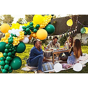 Retro Green Yellow Balloon Garland Arch Kit, Toylin 18 Inch,10 Inch, 5 Inch Green and Yellow White Balloons Green Balloons Set for Wedding Birthday Balloons Baby Shower Decorations