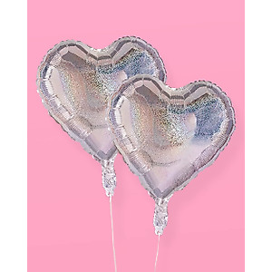 xo, Fetti Iridescent Heart Foil Balloon Pack - 4 pack | Birthday Party Supplies, Bachelorette Party Decorations, Last Disco, Bday Balloon Arch, Vday