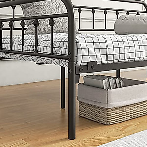 BOFENG Metal Daybed Frame Twin,Black Sofa Bed for Living Room Guest Room,Heavy Duty Steel Slats Support Platform Furniture,Platform Bed Frame with Storage No Box Spring Needed,Noise Free
