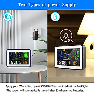 Weather Stations Wireless Indoor Outdoor Temperature Humidity Gauge, Large Color Display Home Weather Station with Barometer Weather Forecast and Adjustable Backlight