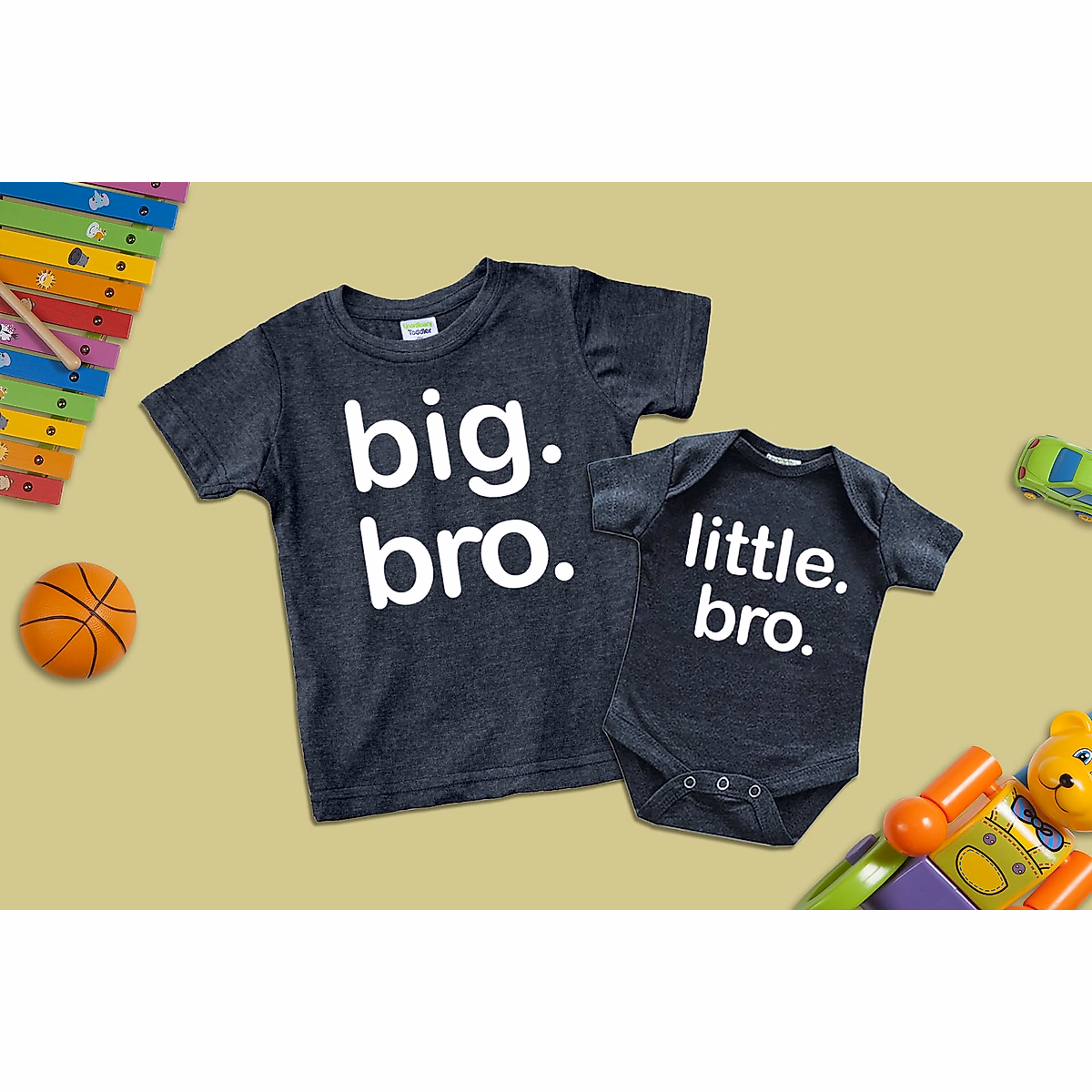 Unordinary Toddler Big bro Little bro Outfits Big Brother Little Brother Sibling Boys Matching Gifts Baby Set (Charcoal Black, Kids (2Y) / Baby (0-3M))