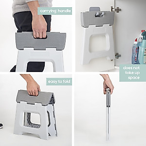 Vigar Compact Step Stool Foldable, 12-1/2-inch Step Stools for Adults up to 330 Pound, Lightweight Stool, Non-Slip Folding Step Stool, Rococco Black