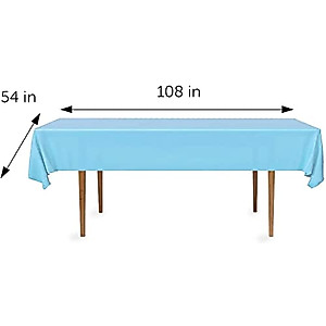 DecorRack 6 Pack Rectangular Tablecloths -BPA- Free Plastic, 54 x 108 inch, Dining Table Cover Cloth, Light Blue (6 Pack)