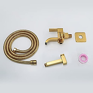ifgswopq Handheld Bidet Sprayer with Tap Attachment Cold Water Bidet Shower Head and Hose Toilet Jet Spray for WC Brass Gold Toilet Douche Spray Kit,1.5m ()