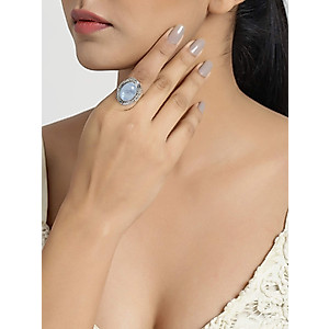 YoTreasure 12x16 MM Moonstone Chunky Ring .925 Sterling Silver