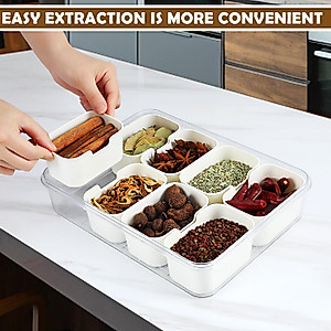 NOIRUC-CZ Divided Clear Snackle Box with Lid and Handle Food Serving Tray Fruit & Veggie Container with 8 Detachable Dividers Portable Snack Platters Charcuterie Board Container for Party, Travel (1)