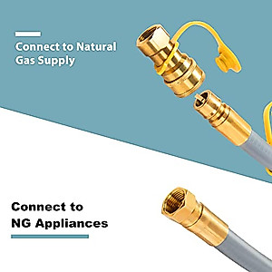 SHINESTAR 1/2" ID Natural Gas Hose (12 Feet), Low Pressure Propane Quick Disconnect Hose, Compatible with Weber, Char-broil, Patio Heater, BBQ, and More