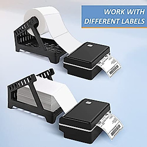 LERMITY Label Holder Thermal Label Holder for Rolls and Fanfold Labels Direct Shipping Label Stand Desktop Printer Accessory for Home, Office (Black)