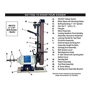 RIKON 2"x72" Knife Belt Sander/Buffer | Excellent for a wide variety of applications including sanding, grinding and making knives with 1 HP Motor and Adjustable Sanding Belt Arm