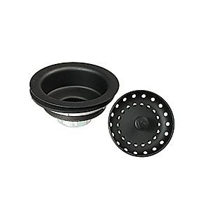 Plumb Pak K5414BLK Keeney Stainless Steel Kitchen Sink Strainer with Fixed Post Basket, Fits Standard 3-1/2-Inch Openings, 3-1/2 In. to 4 In, Black