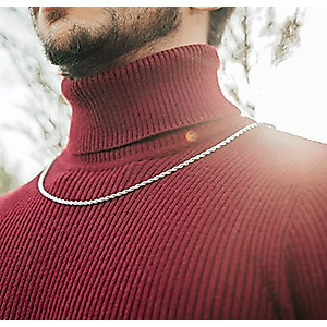 Haevsiwa 925 Sterling Silver Chain for Men Women Rope Chain Lobster Clasp Silver 2.5mm Silver Chain Necklace (22 inches)