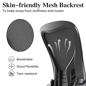 TJ HOMOFU Ergonomic Office Chair, Desk Chair，Home Office Swivel Task Chair with Adjustable Height, Lumbar Support and Backrest 90-120 Adjustable Computer Executive Desk Chair，Black