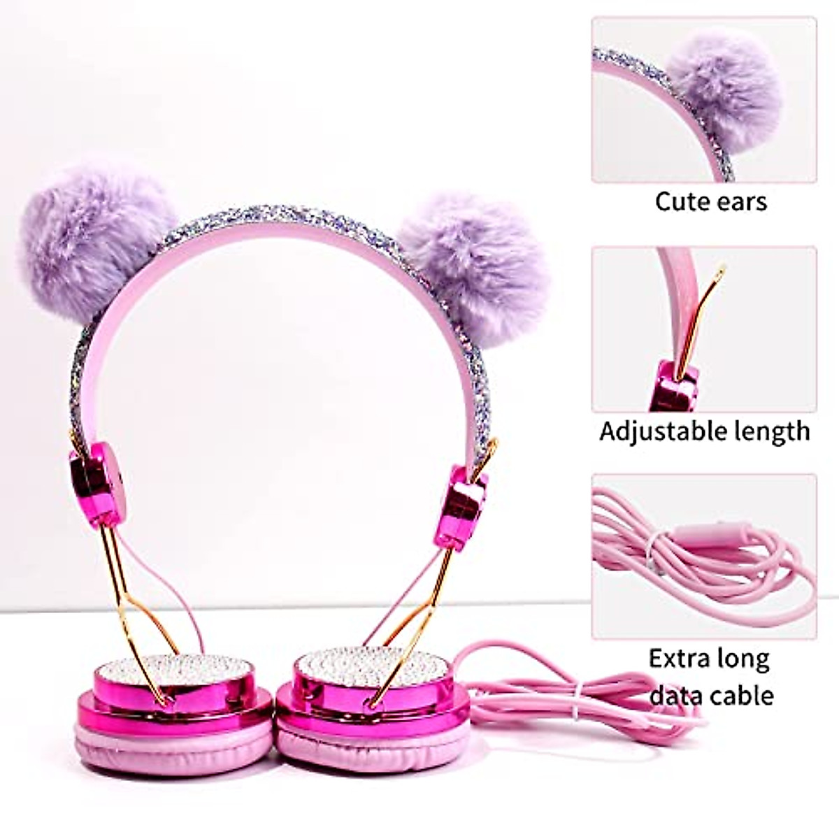 Coholl Kids Headphones for Girls Children Teens Gaming Foldable Adjustable Headset with 85dB Volume Wired Headphones w/Microphone 3.5mm Jack Sound Over On Ear Headset for School Birthday Unicorn Gift