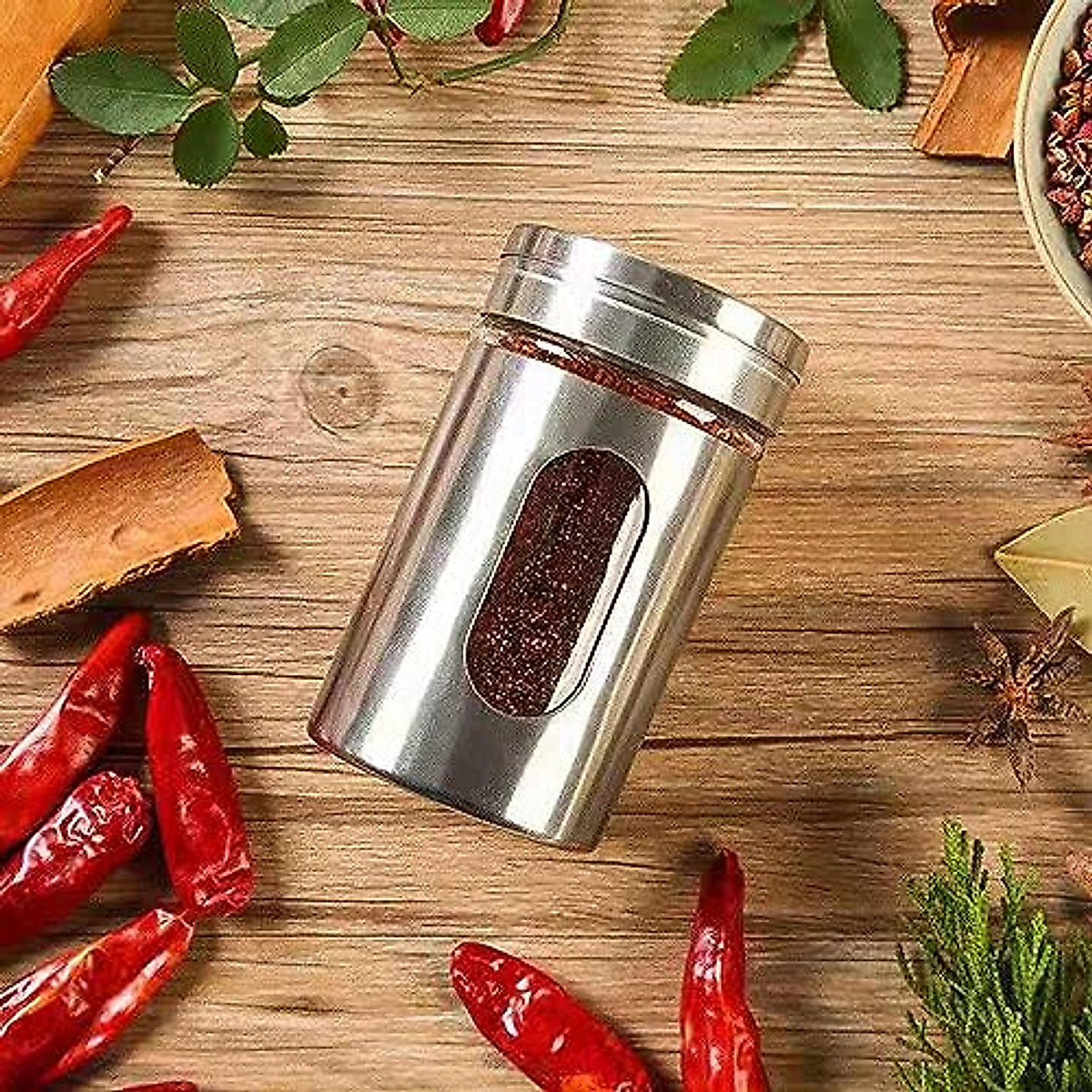 Salt Shaker, 80ml Seasoning Pepper Bottles with Rotary Cap, Stainless Steel Spice Dispenser, Spout Shape Salt Shaker, Salt Grinder and Container for Home Hotels Black Pepper White Pepper and Salts