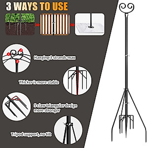 2022 Upgraded String Light Poles for Outdoor (2x10 FT) Heavy Duty Outside Light Poles Sturdy Steel Pole Stand Hooks to Hang Lights for Garden Backyard Patio Wedding Party Deck Birthday Decorations