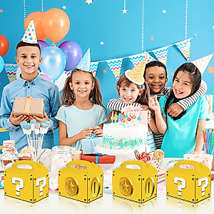 OULUN 12Pcs Mario Question Mark Party Candy Box, Super Brothers Question Mark Gold Coin Themed Party Candy Box