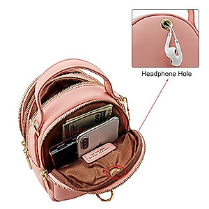 Backpack Purse for Women, Aeeque Leather Ladies Shoulder Bag Crossbody Phone Bags Handbags Girls Black Mini Backpacks Clutch Wallet for Samsung Galaxy J3 J7 S9 S8 Plus Note 9 8 iPhone XR 8 7 6S Huawei