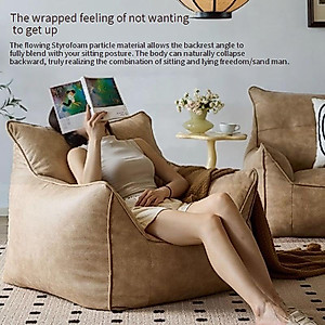 Experience Ultimate Comfort with The Leather Lazy Sofa - Luxury Lounge Chair for Relaxation At Home! (Oil wax leather retro brown [single seat sofa])