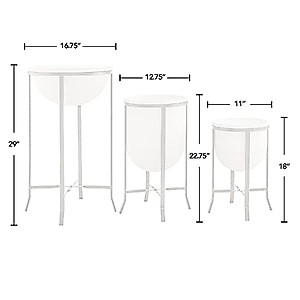 FirsTime & Co. White Meriwether Outdoor Planter 3-Piece Set Indoor or Outdoor Raised Flower Pot for Garden, Patio, Balcony, Metal, 16.75 x 16.75 x 29 inches
