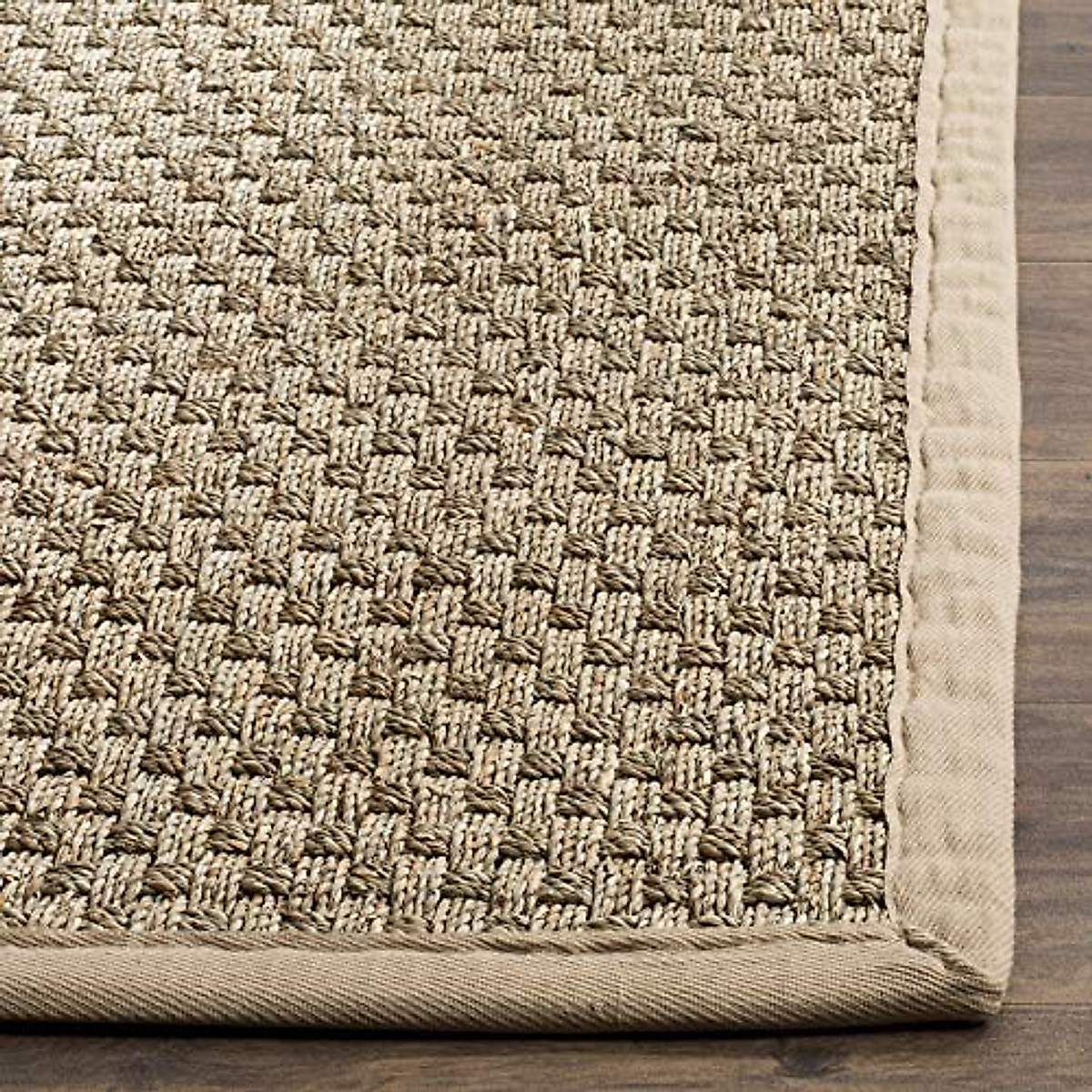 SAFAVIEH Natural Fiber Collection Area Rug - 8' x 10', Natural & Beige, Border Basketweave Seagrass Design, Easy Care, Ideal for High Traffic Areas in Living Room, Bedroom (NF114A)