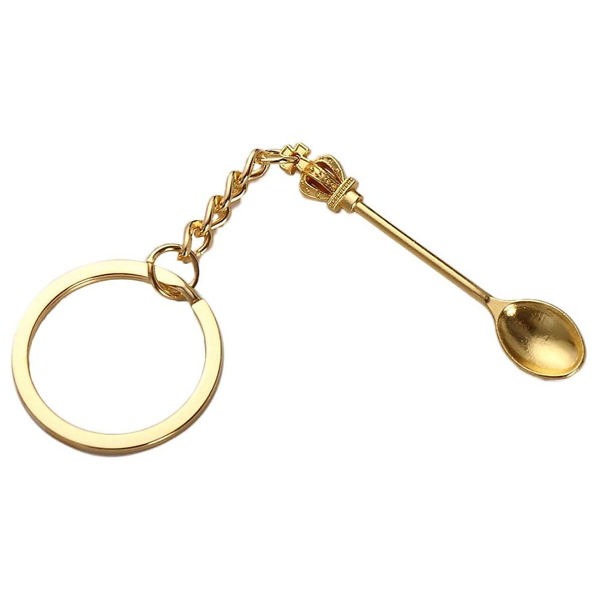 Mini Crown Spoon Keychain, Key Ring Christmas Kitchen Spoon Crown Metal Key Chain 57x9mm Craft Jewelry Gift Keychain(silver)