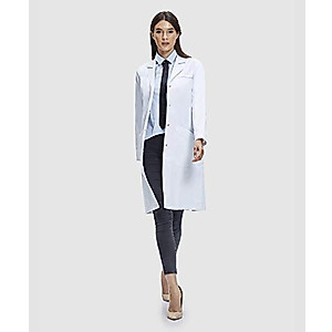 Dr. James Lab Coat for Women, 100% Cotton, Classic Fit, Multiple Pockets, White, 37 Inch Length (4)