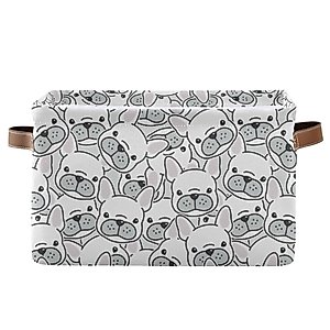 Qilmy French Bulldog Storage Basket Large Foldable Storage Box Organizer Bins with Handles for Closet Nursery Bedroom Home Office
