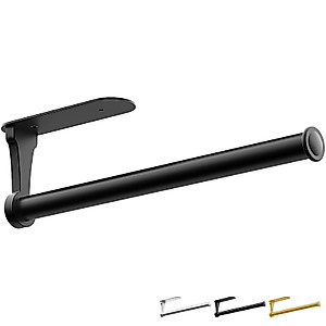 Paper Towel Holder Under Cabinet and Counter, Tclouda Aluminum Alloy Wall Mountd Paper Towel Rack, Available in Adhesive and Screws, Single Black