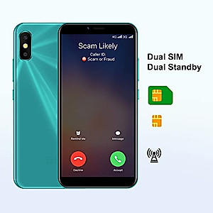 Xgody EL 6C Cell Phones Unlocked Smartphones, 2022 Android Phone, 4G Smartphones with Free Dual SIM Quad Core, 5.5 inch IPS Full-Screen Dual SIM Slot, Face Recognition (Green)
