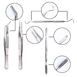 Whaline 7 Pieces Mosaic Tools, Mosaic Tweezers Tile Beginner Setwith 2 Scrapers, 2 Tweezers, 1 Double-EndedHook, 1 Spatula, 1 Sponge