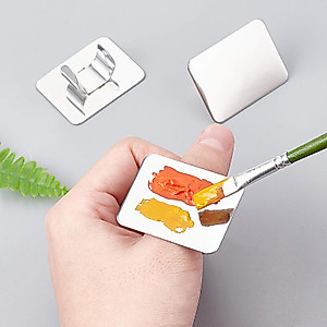 OLYCRAFT 6PCS Stainless Steel Makeup Palette Mini Ring Palette with Spatula Tool Makeup Palette Tools for Nail DIY Art Design Paint Color- 1.7 x 1.3 Inch